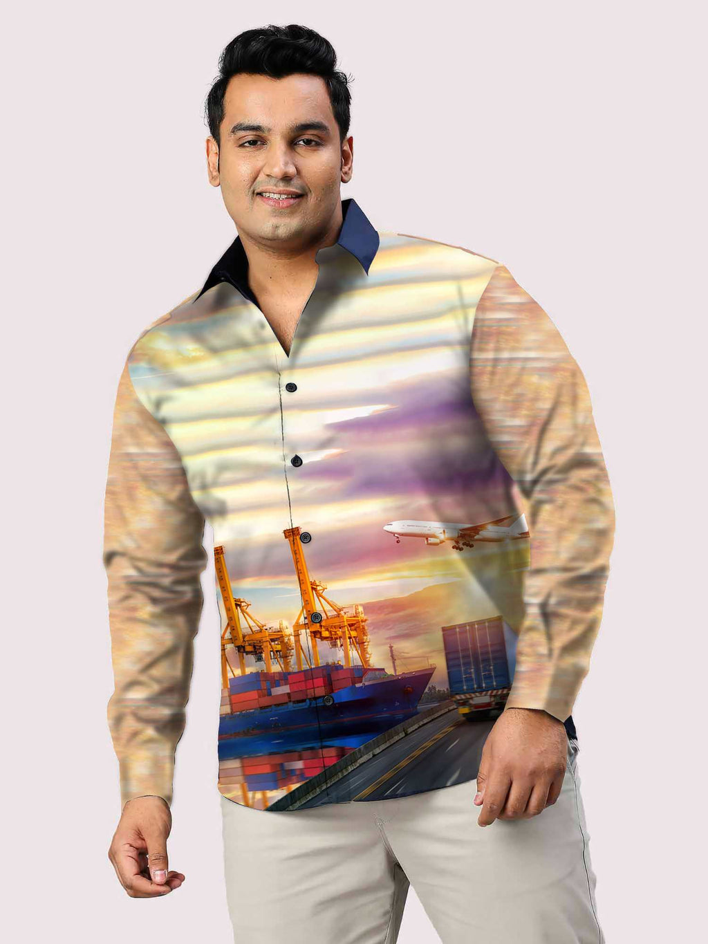 Freight Ship Printed Party Wear Shirts Men's Plus Size | Guniaa