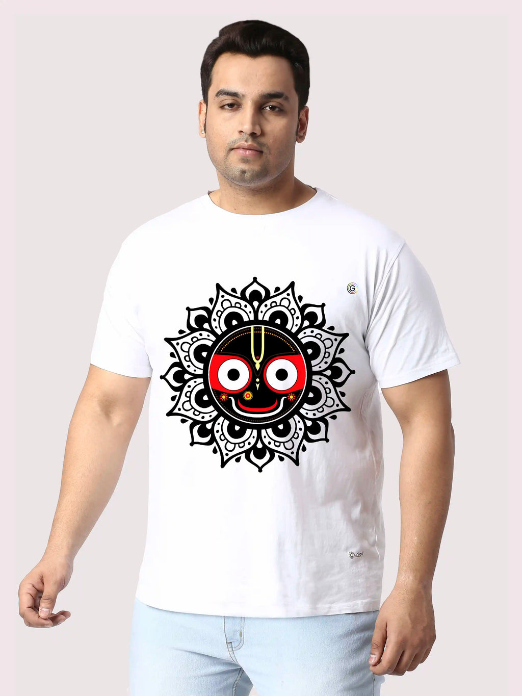 Buy Men Plus Size Jay Jagannath Printed Round Neck T-Shirt | Guniaa