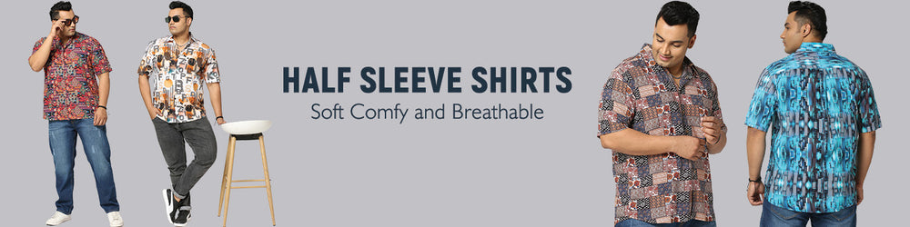 "Plus Size Half Sleeves Shirt For Men - Guniaa Fashion