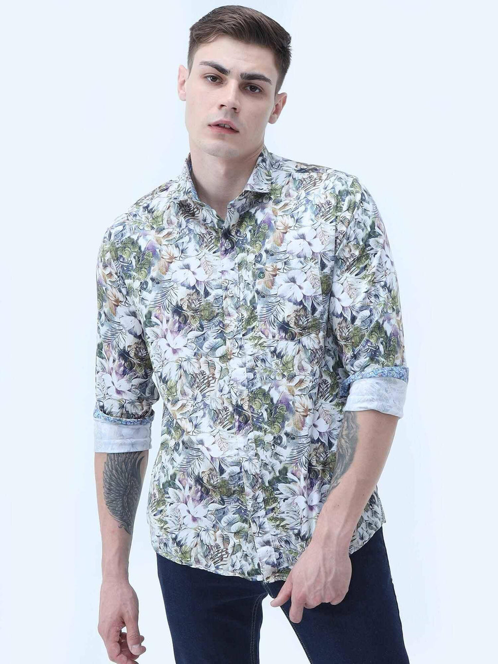 Buy Pastel Floral Digital Printed Full Shirt Online - Guniaa